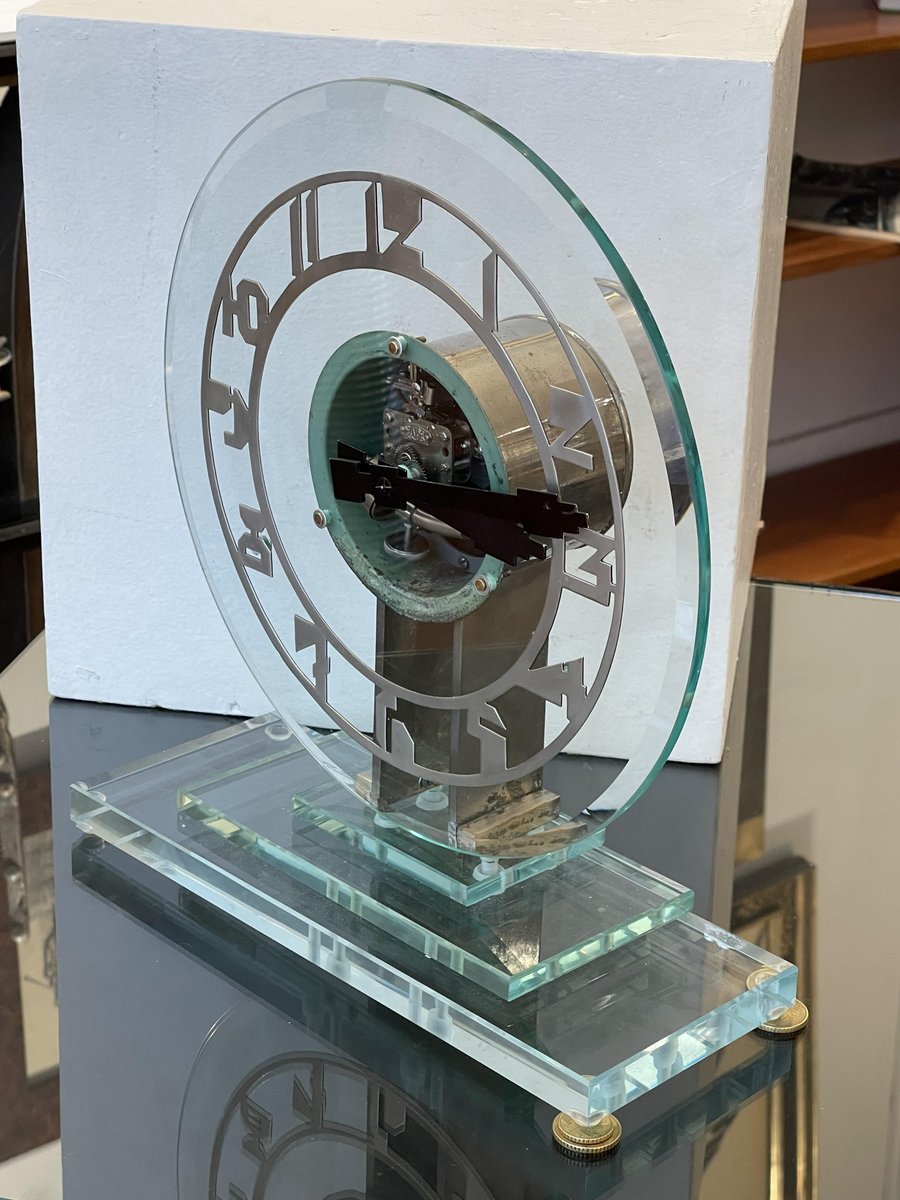 Art Deco Transparent Glass Electric Pendulum Clock from Ato, France ...