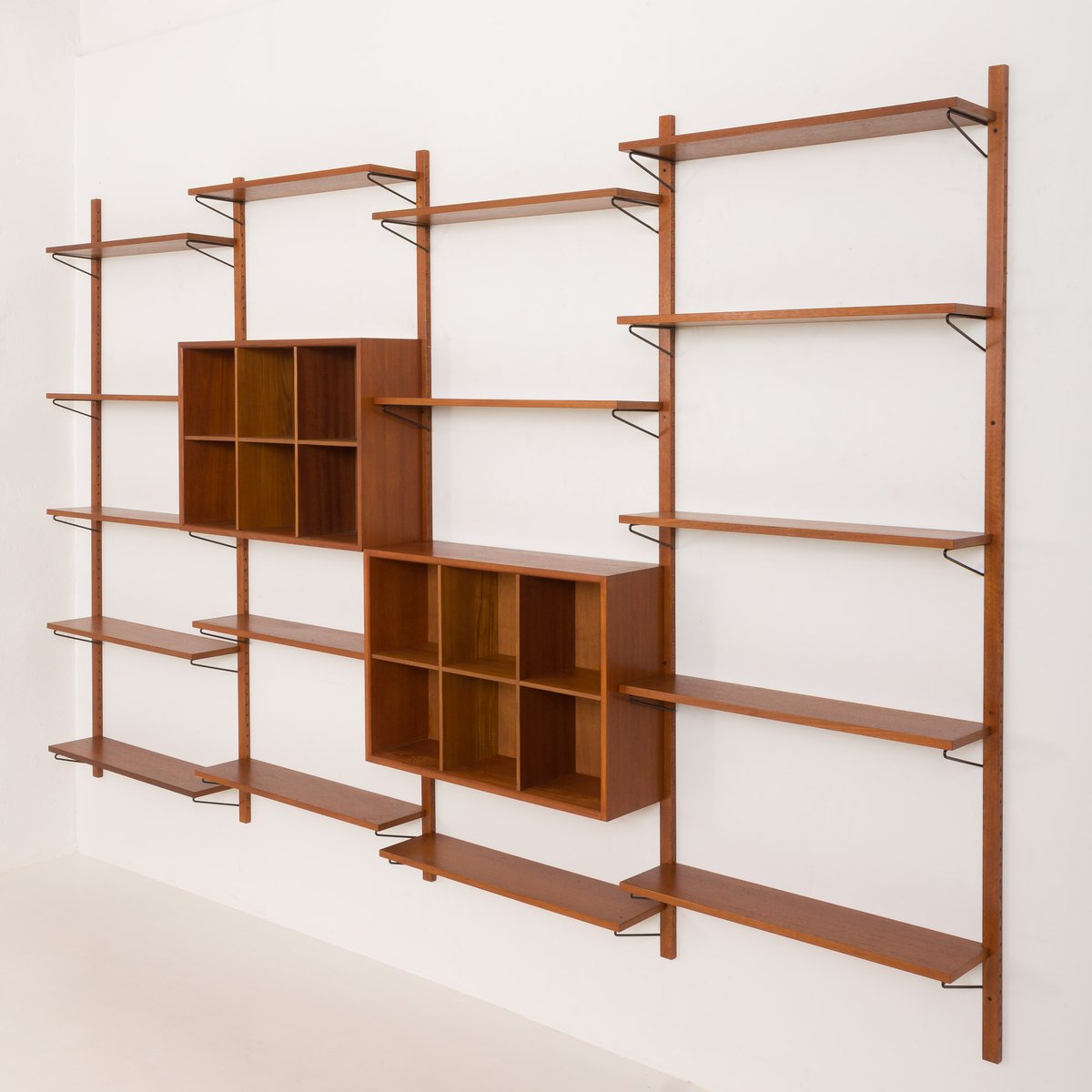 Mid-Century Scandinavian Teak Wall Unit, 1960s for sale at Pamono