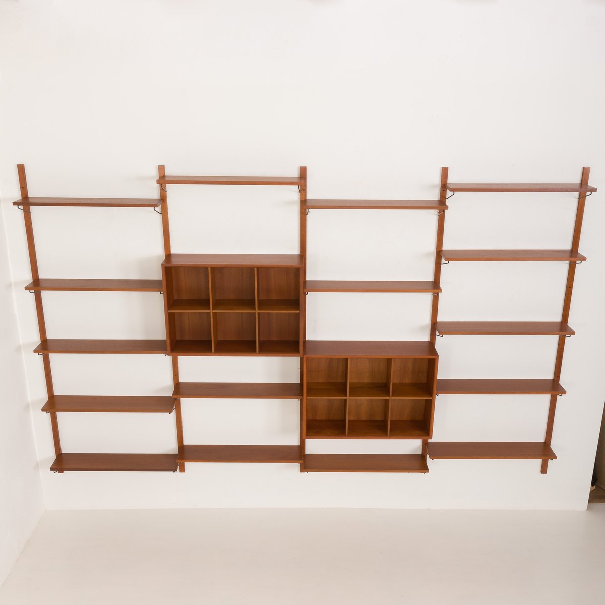 Mid-Century Scandinavian Teak Wall Unit, 1960s for sale at Pamono