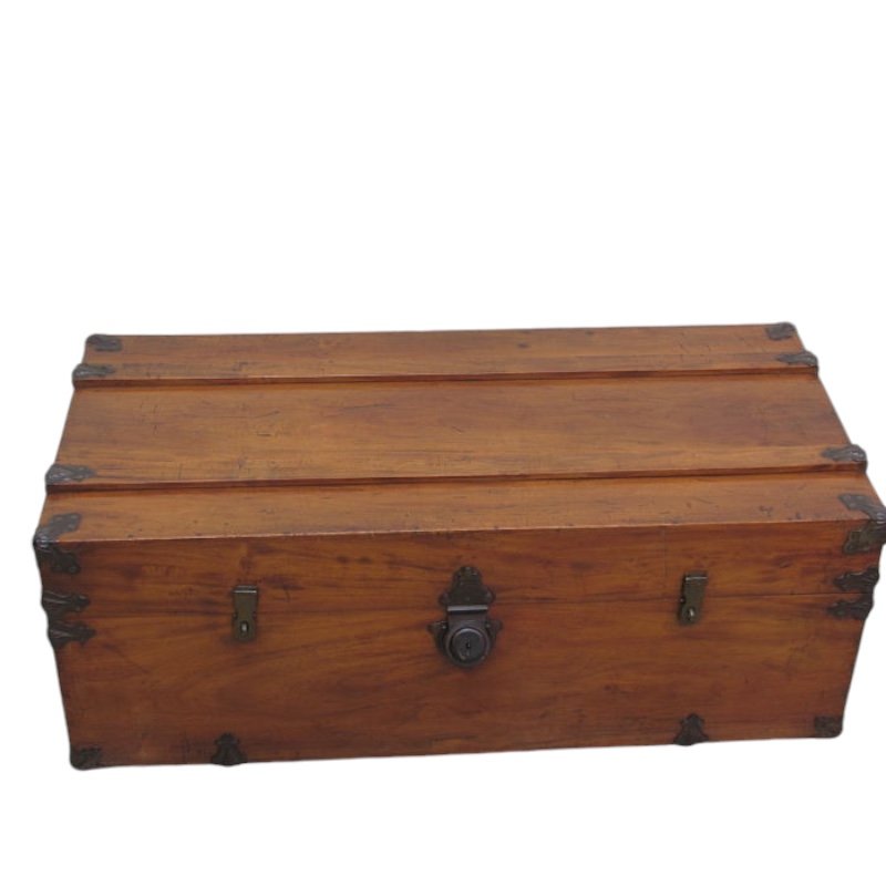 Antique Spanish Colonial Camphor Wooden Trunk for sale at Pamono