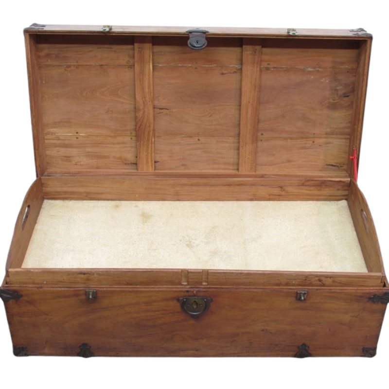 Antique Spanish Colonial Camphor Wooden Trunk for sale at Pamono