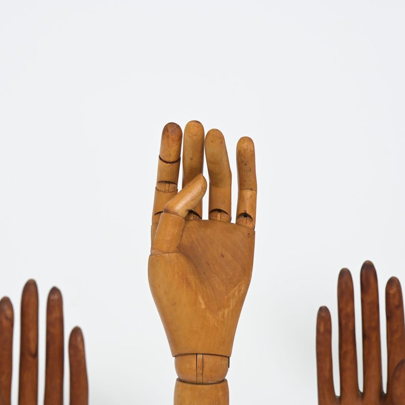 Antique Articulated Wooden Display Hands, 1950s, Set of 7 for sale at ...