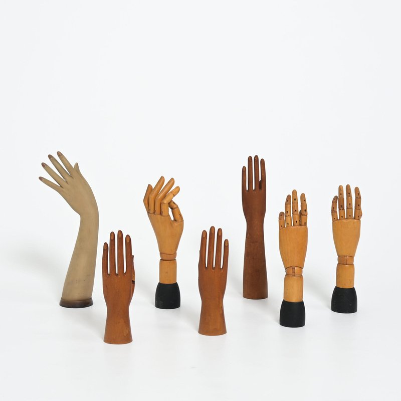 Antique Articulated Wooden Display Hands, 1950s, Set of 7 for sale at ...