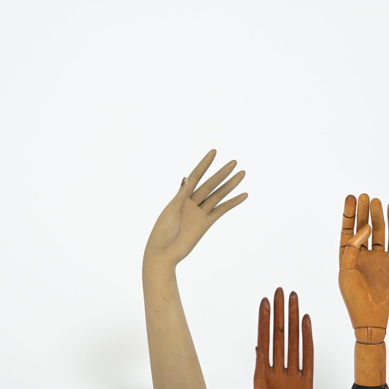 Antique Articulated Wooden Display Hands, 1950s, Set of 7 for sale at ...