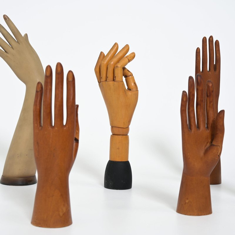 Antique Articulated Wooden Display Hands, 1950s, Set of 7 for sale at ...