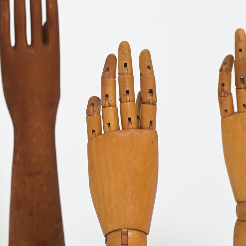 Antique Articulated Wooden Display Hands, 1950s, Set of 7 for sale at ...