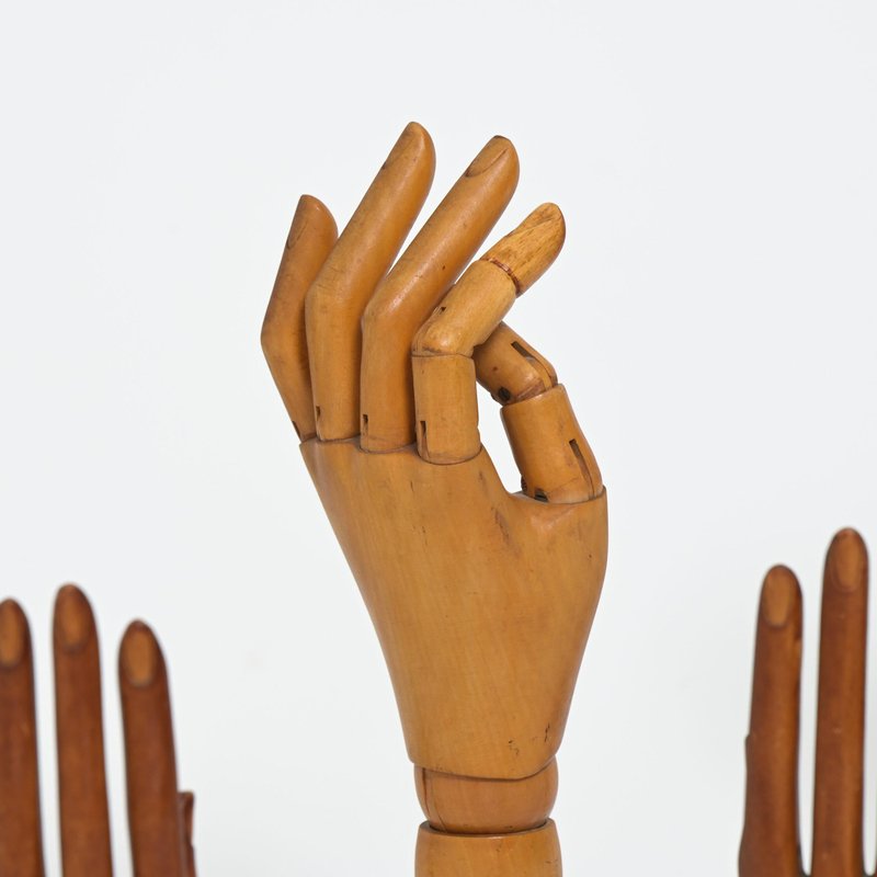 Antique Articulated Wooden Display Hands, 1950s, Set of 7 for sale at ...