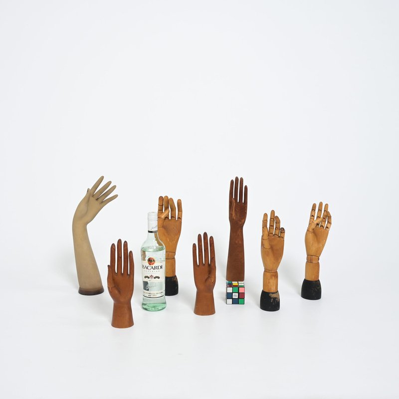 Antique Articulated Wooden Display Hands, 1950s, Set of 7 for sale at ...