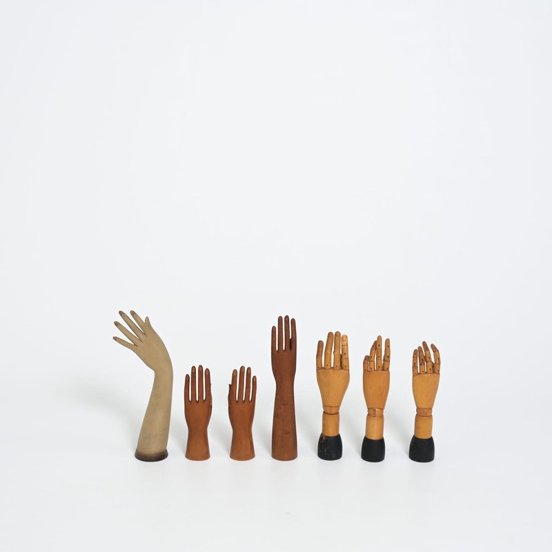 Antique Articulated Wooden Display Hands, 1950s, Set of 7 for sale at ...