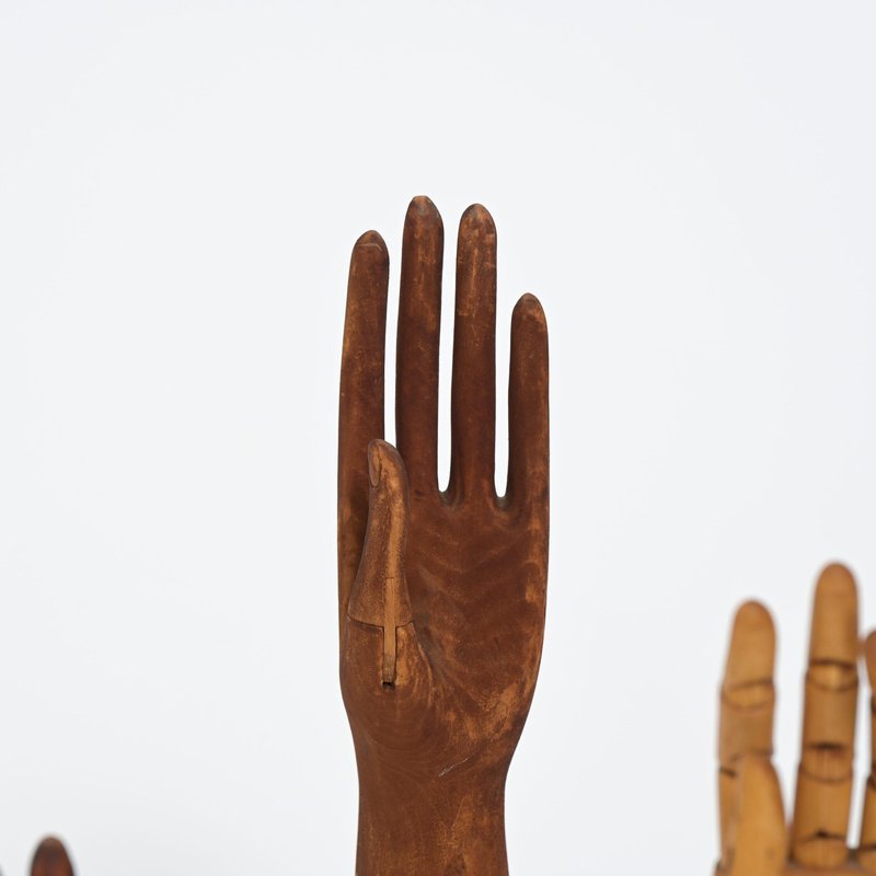 Antique Articulated Wooden Display Hands, 1950s, Set of 7 for sale at ...