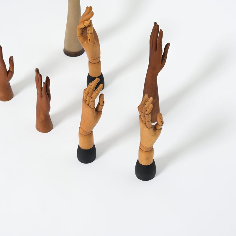 Antique Articulated Wooden Display Hands, 1950s, Set of 7 for sale at ...