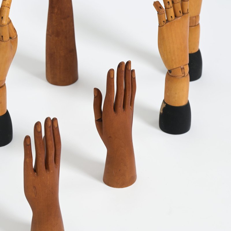 Antique Articulated Wooden Display Hands, 1950s, Set of 7 for sale at ...