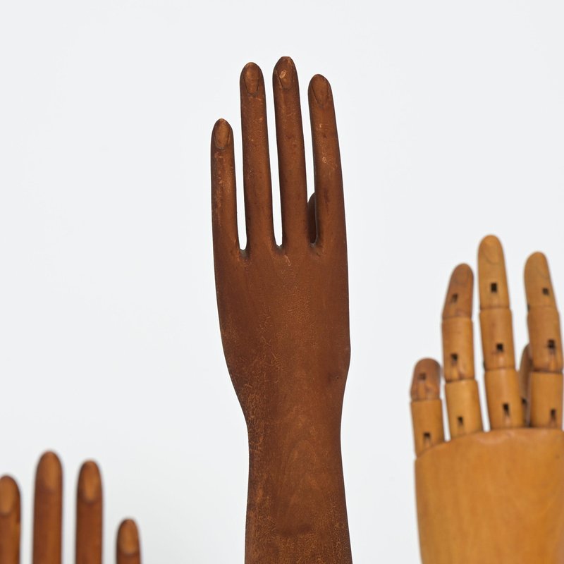 Antique Articulated Wooden Display Hands, 1950s, Set of 7 for sale at ...