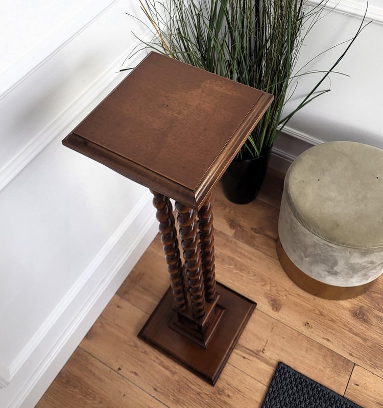 Mid-Century Italian Walnut Barley Twist Turned Pedestal Plant Stand ...