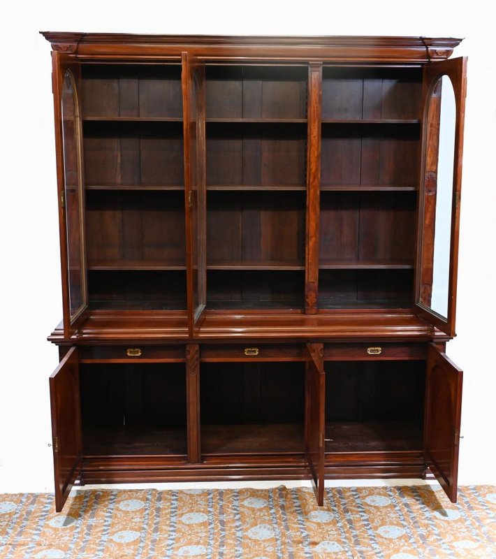 Victorian Library Bookcase Mahogany Bookshelf, 1860s for sale at Pamono