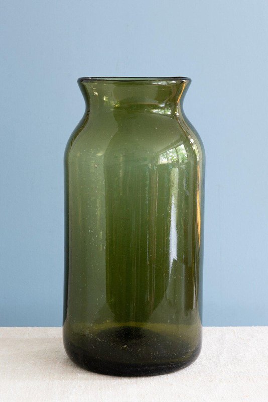 French Green Glass Pickling Jar Vase, 19th Century for sale at Pamono