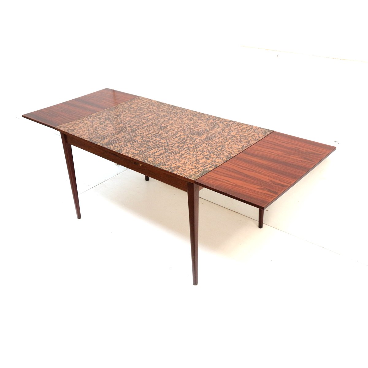 Vintage Brutalist Extendable Dining Table with Copper Top Design for sale at Pamono