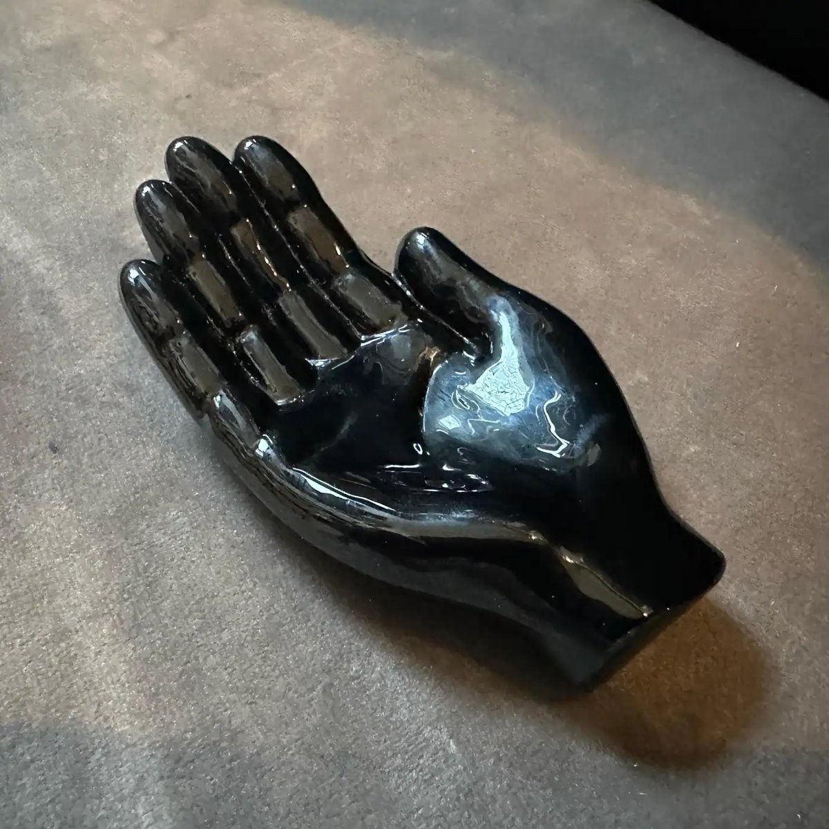 Modern Black Murano Glass Paperweight Depicting an Hand attributed to ...