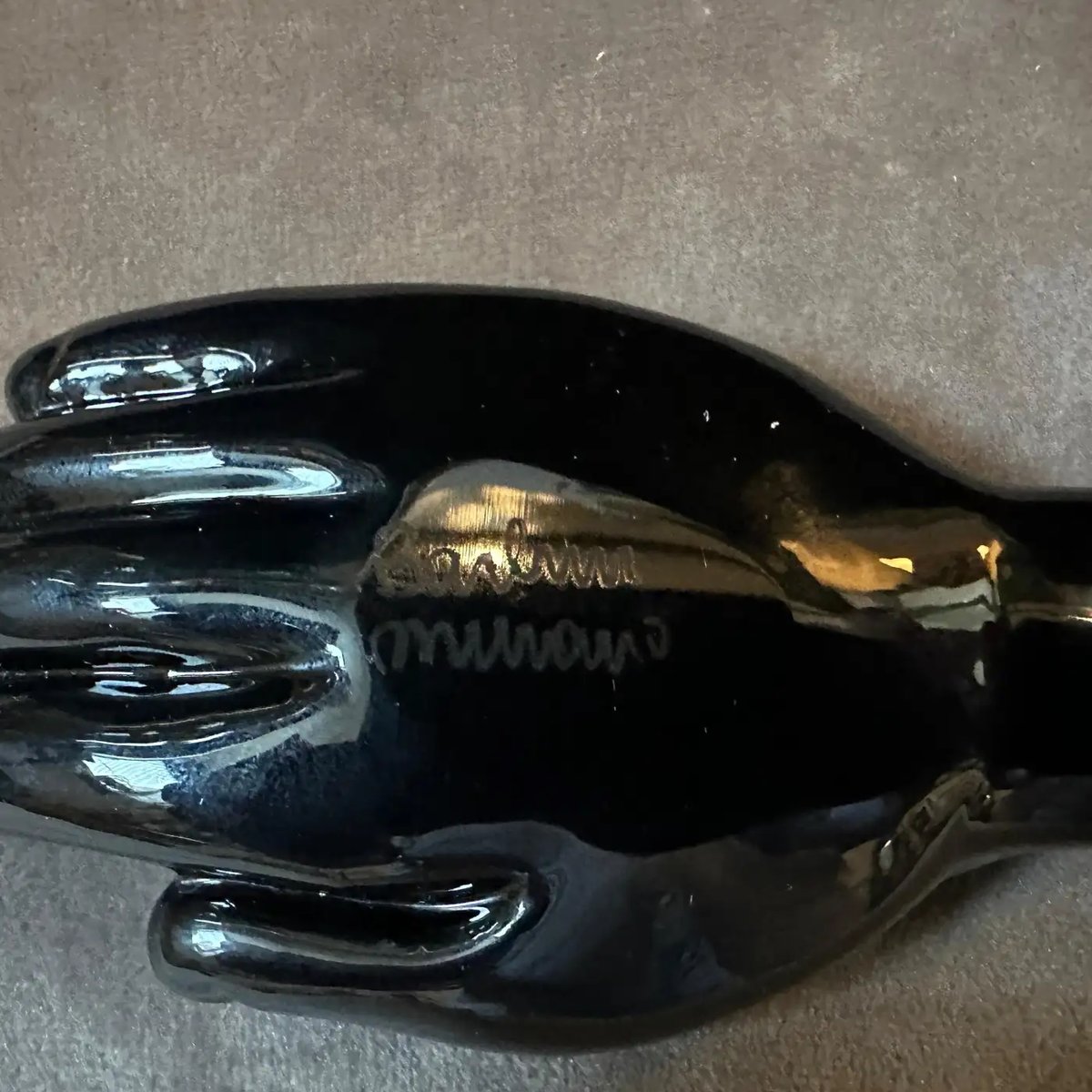 Modern Black Murano Glass Paperweight Depicting an Hand attributed to ...