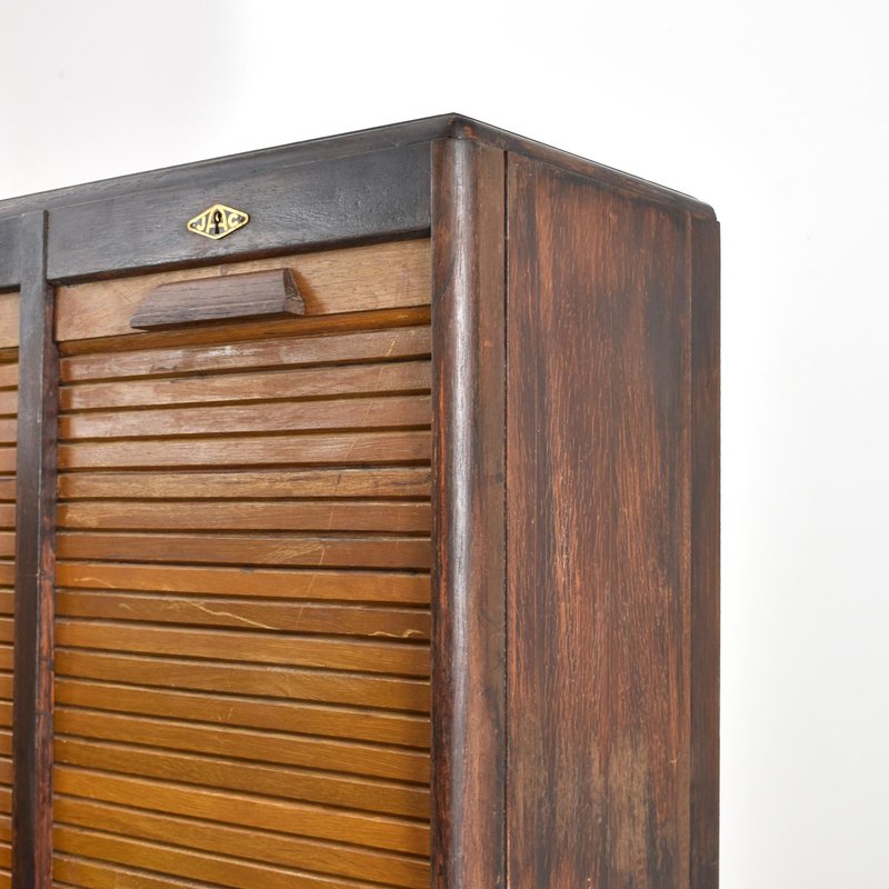Antique French Double Tambour Filing Cabinet, 1920s for sale at Pamono