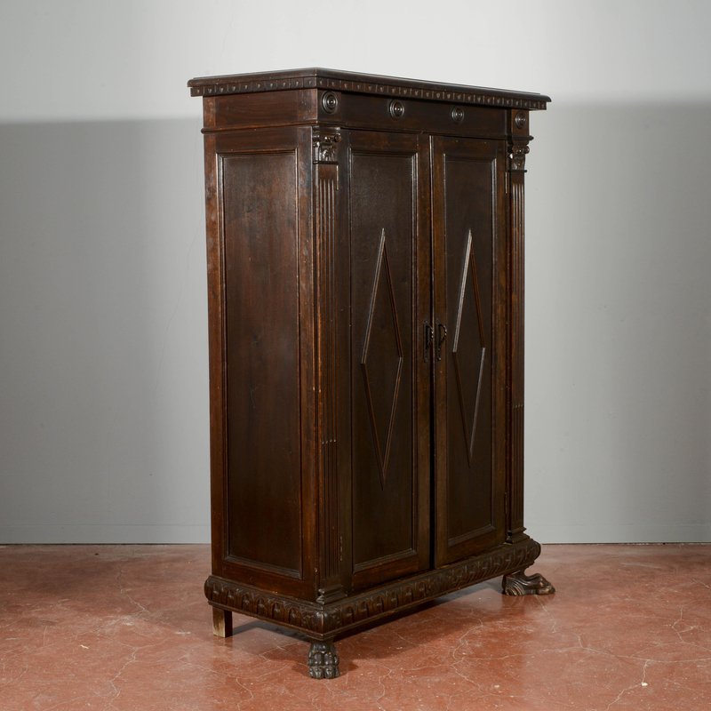 Lion Feet Bookcase Cabinet with Shelves and Drawer, 1900s for sale at ...