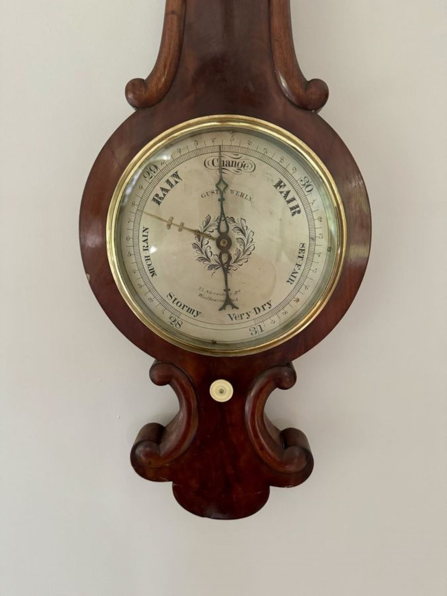Victorian Mahogany Banjo Barometer, 1860s for sale at Pamono