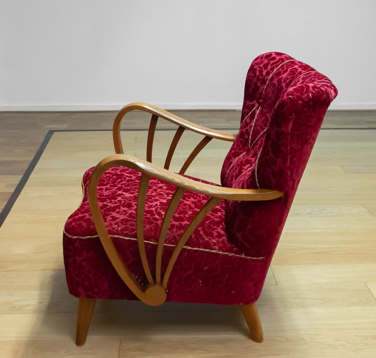 Art Deco Swedish Armchairs with Oak Spoked Open Armrests by Sternells ...