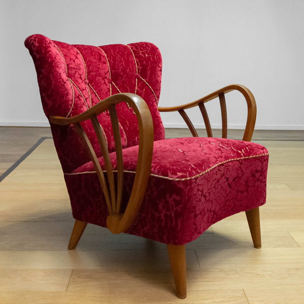 Art Deco Swedish Armchairs with Oak Spoked Open Armrests by Sternells ...