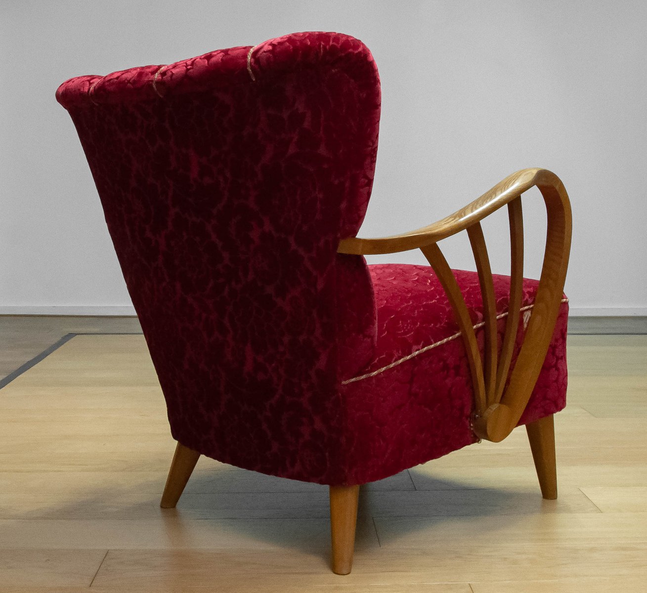 Art Deco Swedish Armchairs with Oak Spoked Open Armrests by Sternells ...