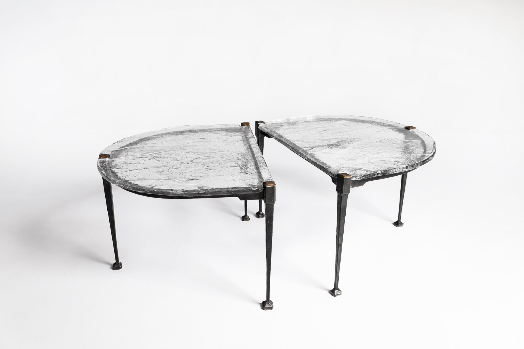 Industrial Forged Bronze Cast Glass Tables by Lothar Klute for Lothar ...