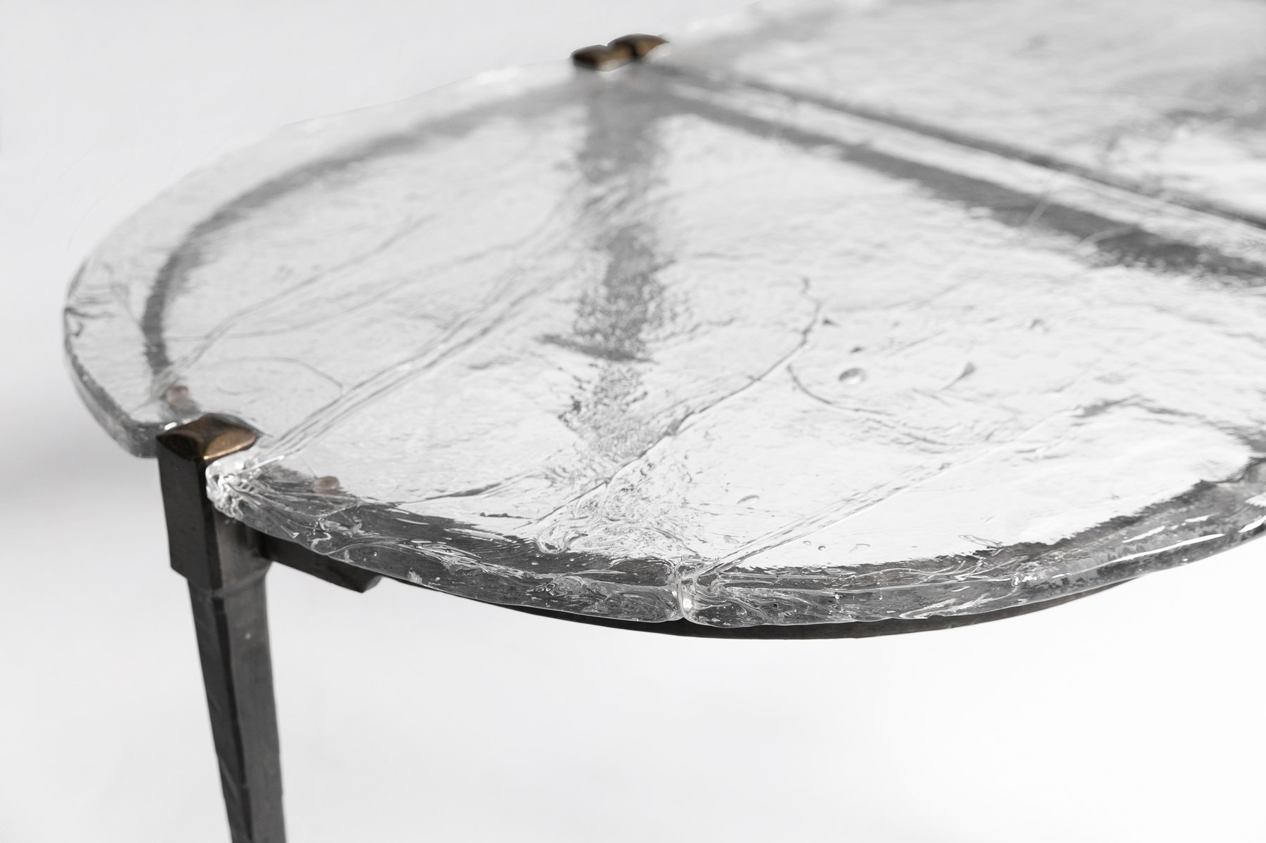Industrial Forged Bronze Cast Glass Tables by Lothar Klute for Lothar ...