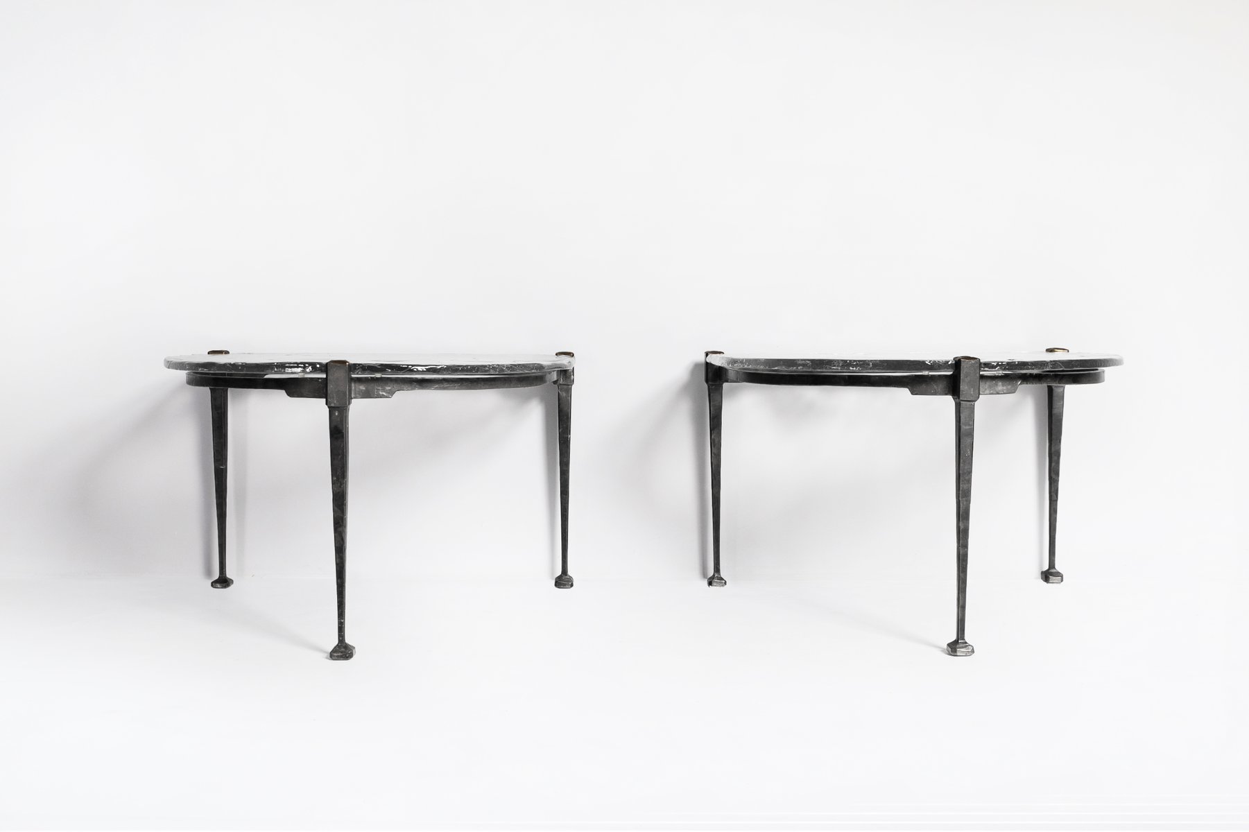Industrial Forged Bronze Cast Glass Tables by Lothar Klute for Lothar ...