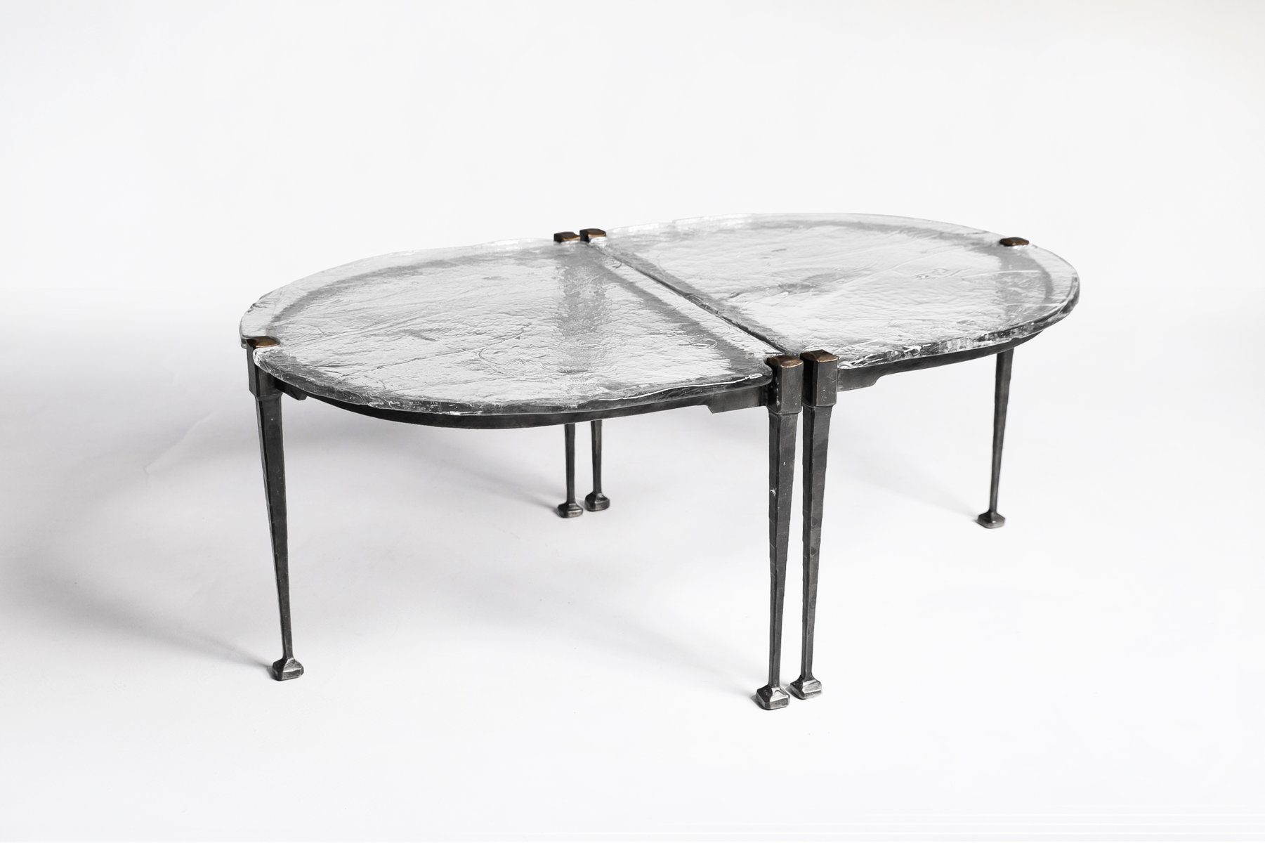 Industrial Forged Bronze Cast Glass Tables by Lothar Klute for Lothar ...