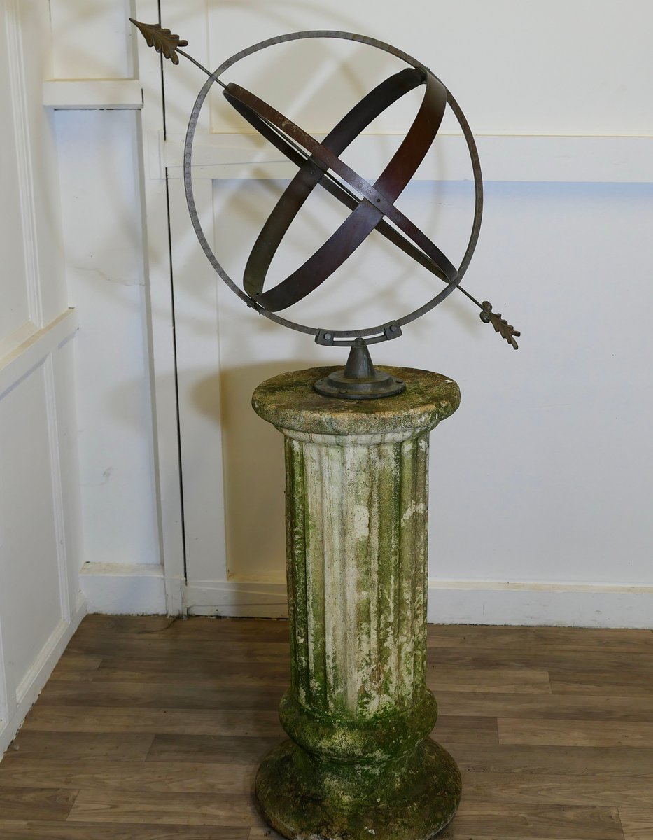 19th Century Copper Armillary Sphere on a Stone Pedestal, 1890s for ...