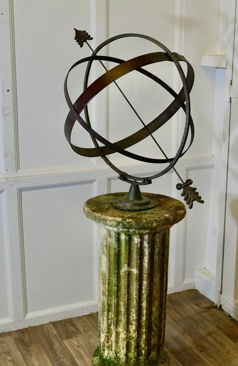 19th Century Copper Armillary Sphere on a Stone Pedestal, 1890s for ...