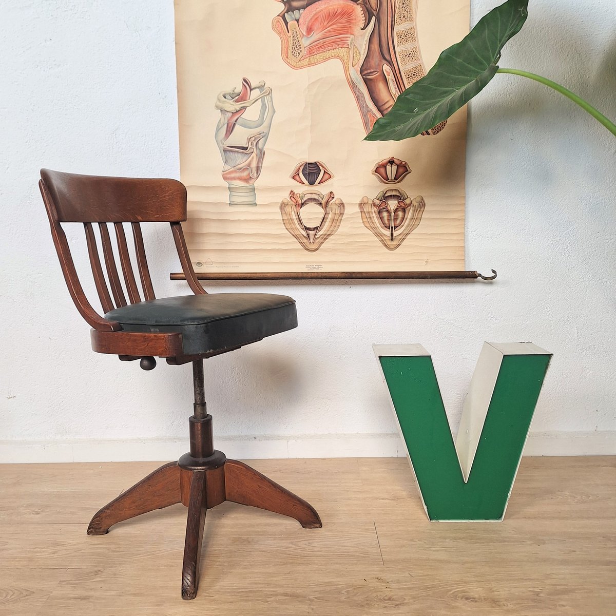 Industrial Swivel Chair with Leather Seat from Stoll, 1940s for sale at ...