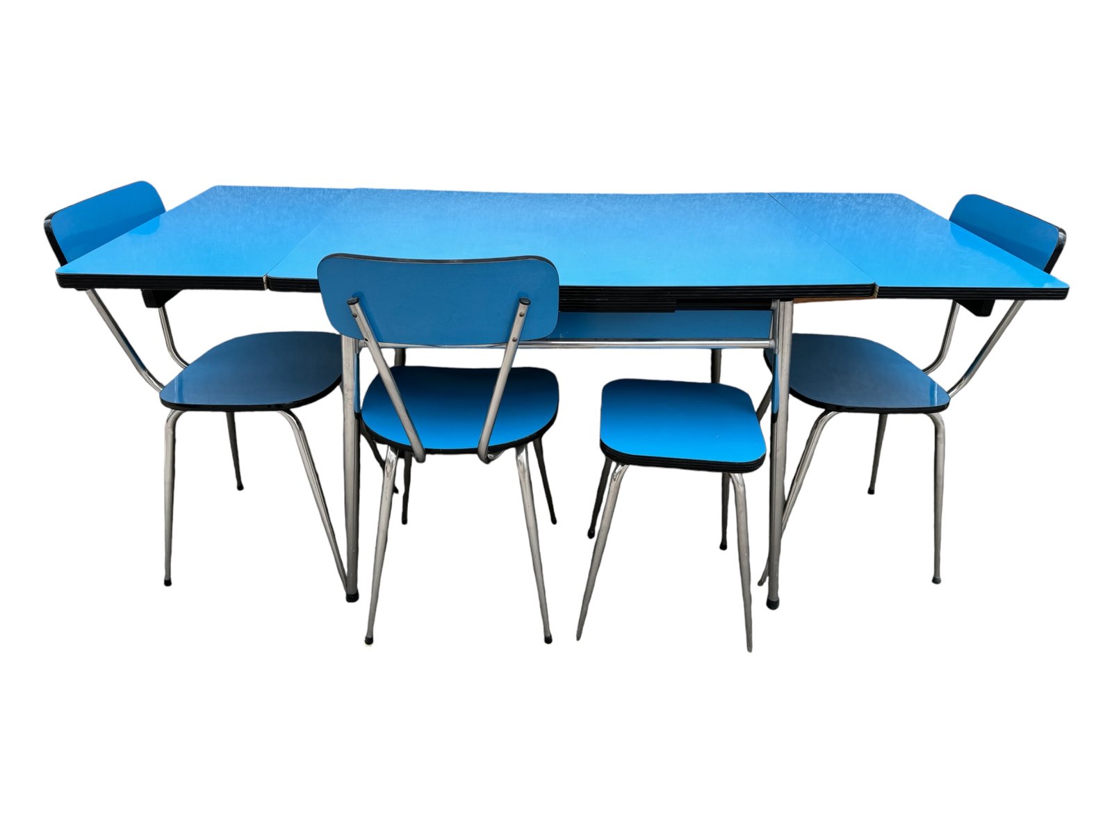 Blue Formica Table & Chairs from Jafae, 1960s, Set of 5 for sale at Pamono