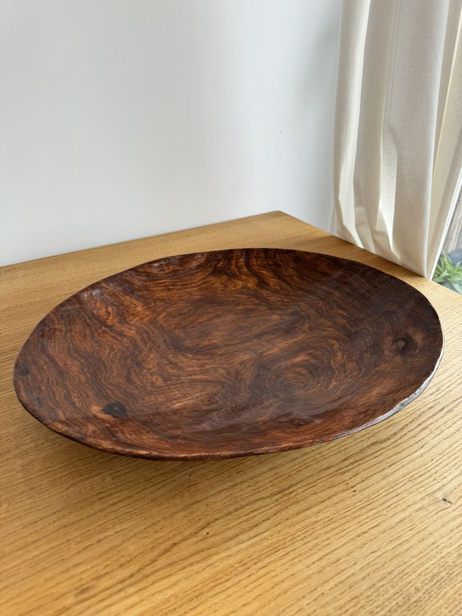 Large Vintage Hand Carved Wood Dish for sale at Pamono
