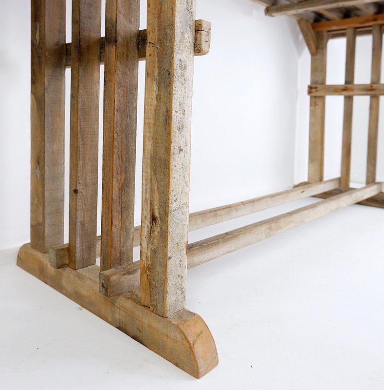 Large Brutalist Console Table with Patina Wood for sale at Pamono