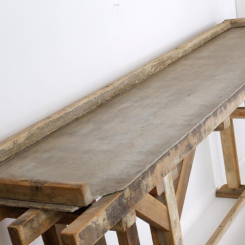 Large Brutalist Console Table with Patina Wood for sale at Pamono