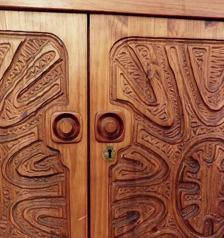 Mid-Century Brutalist Wood Sideboard for sale at Pamono