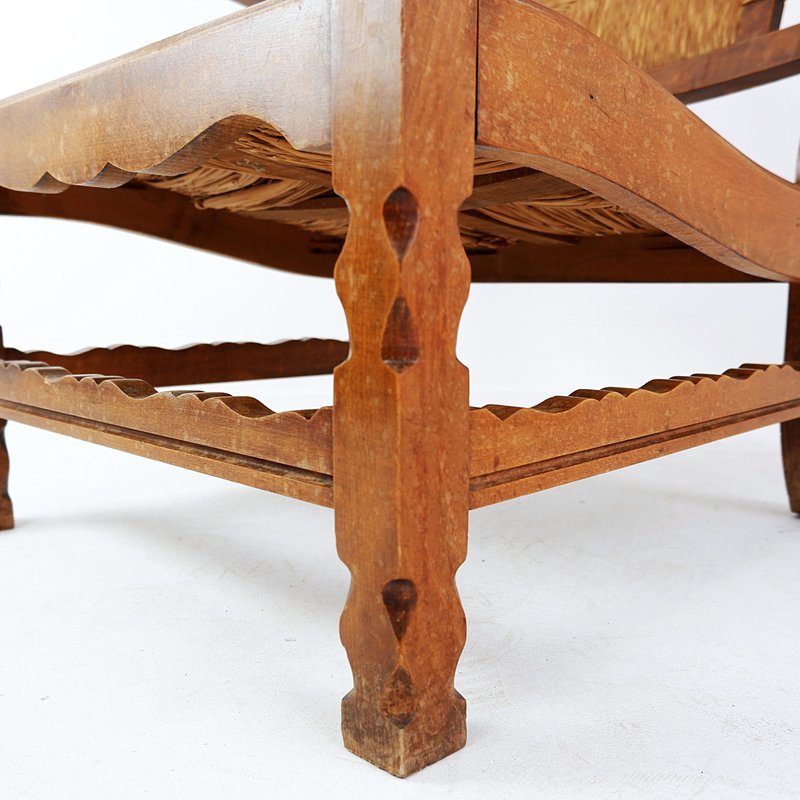 Mid-Century French Rush Armchair, 1950s for sale at Pamono