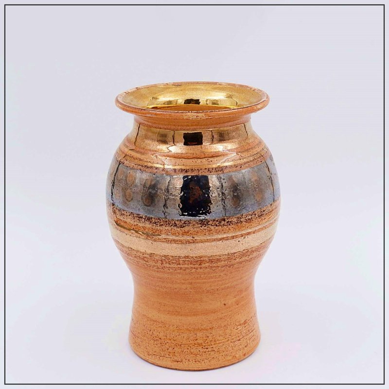 Shiny Ceramic Vase in Gold Glaze Colors by Georges Pelletier Vallauris ...