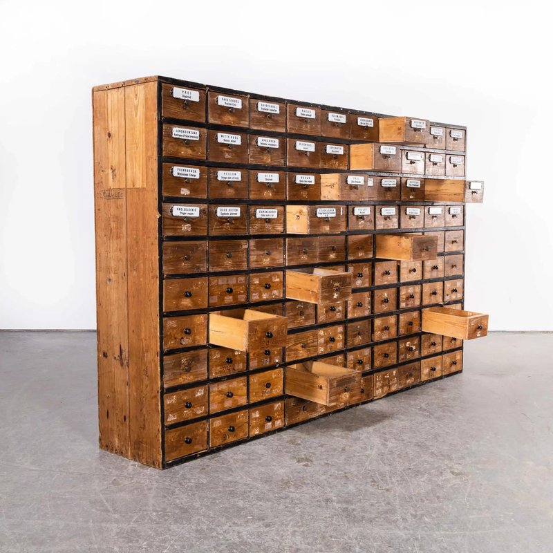 Große niederländische Vintage Samenbank mit Schubladen, 1950er bei ...