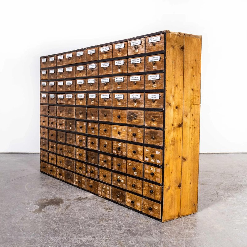 Große niederländische Vintage Samenbank mit Schubladen, 1950er bei ...