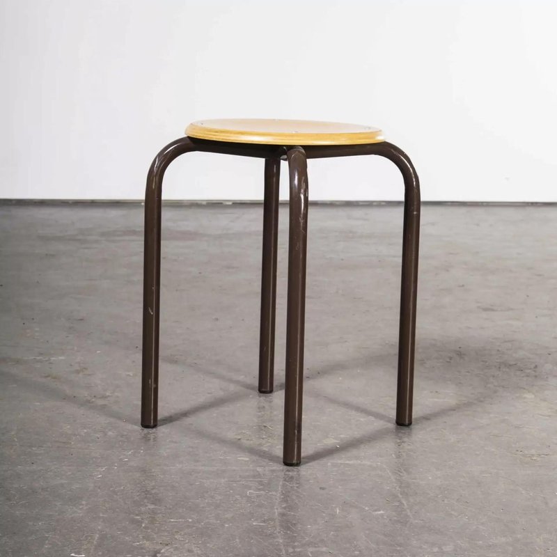 French Brown Stacking School Stool, 1960s for sale at Pamono