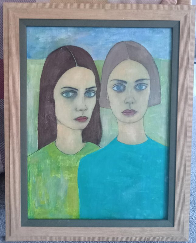 Christopher Barrow, Anastasia and Janine, Oil, Framed for sale at Pamono