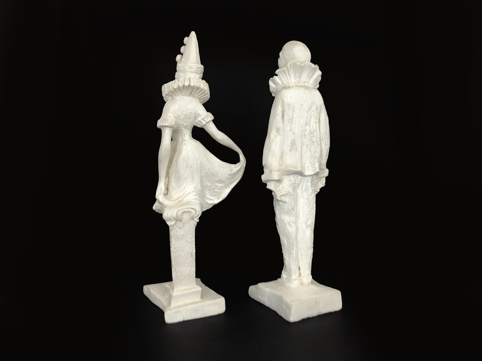Art Deco Sculptures of Pierrot and Columbine in Salt Stone, 1960s for ...
