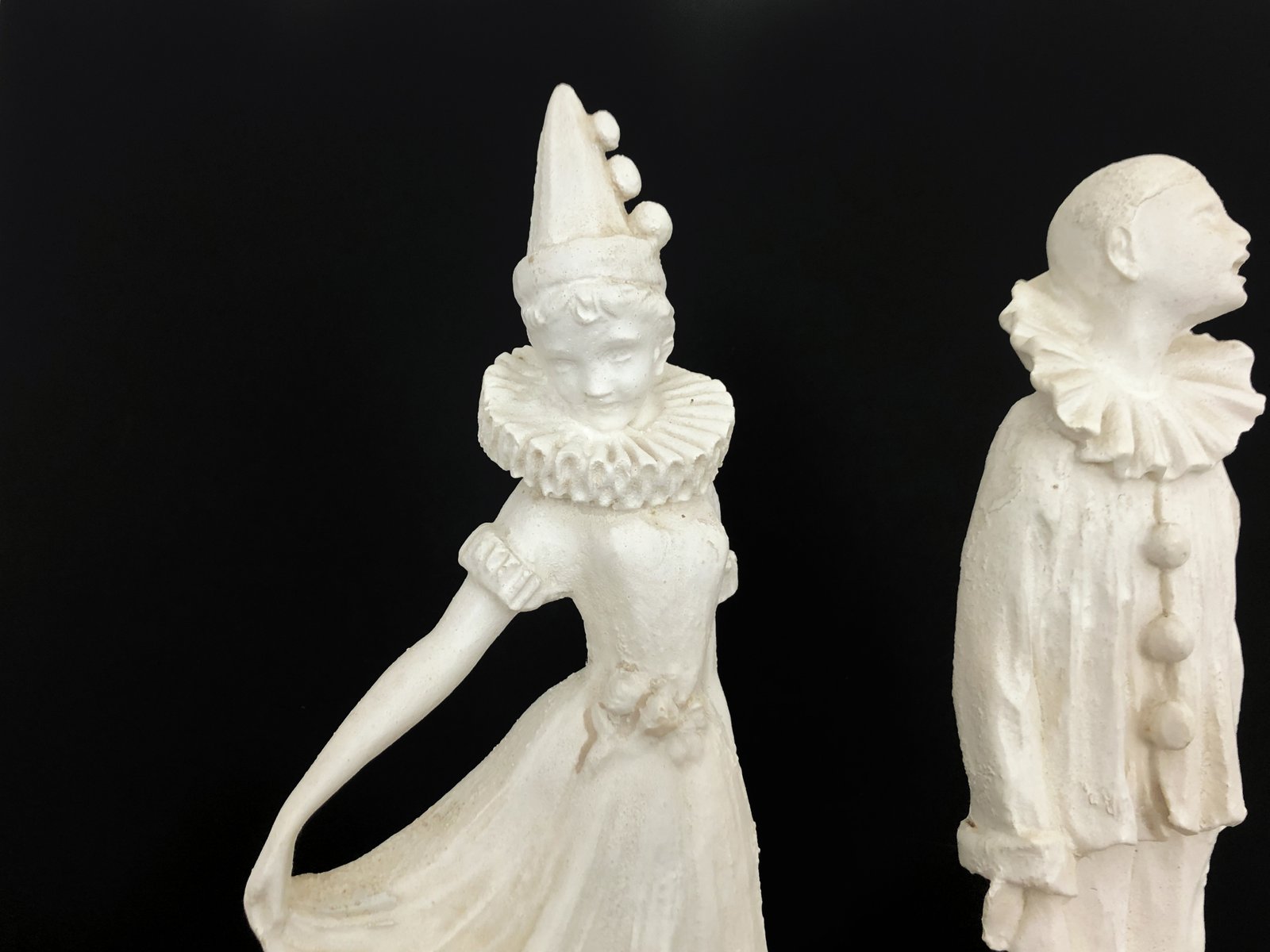 Art Deco Sculptures of Pierrot and Columbine in Salt Stone, 1960s for ...
