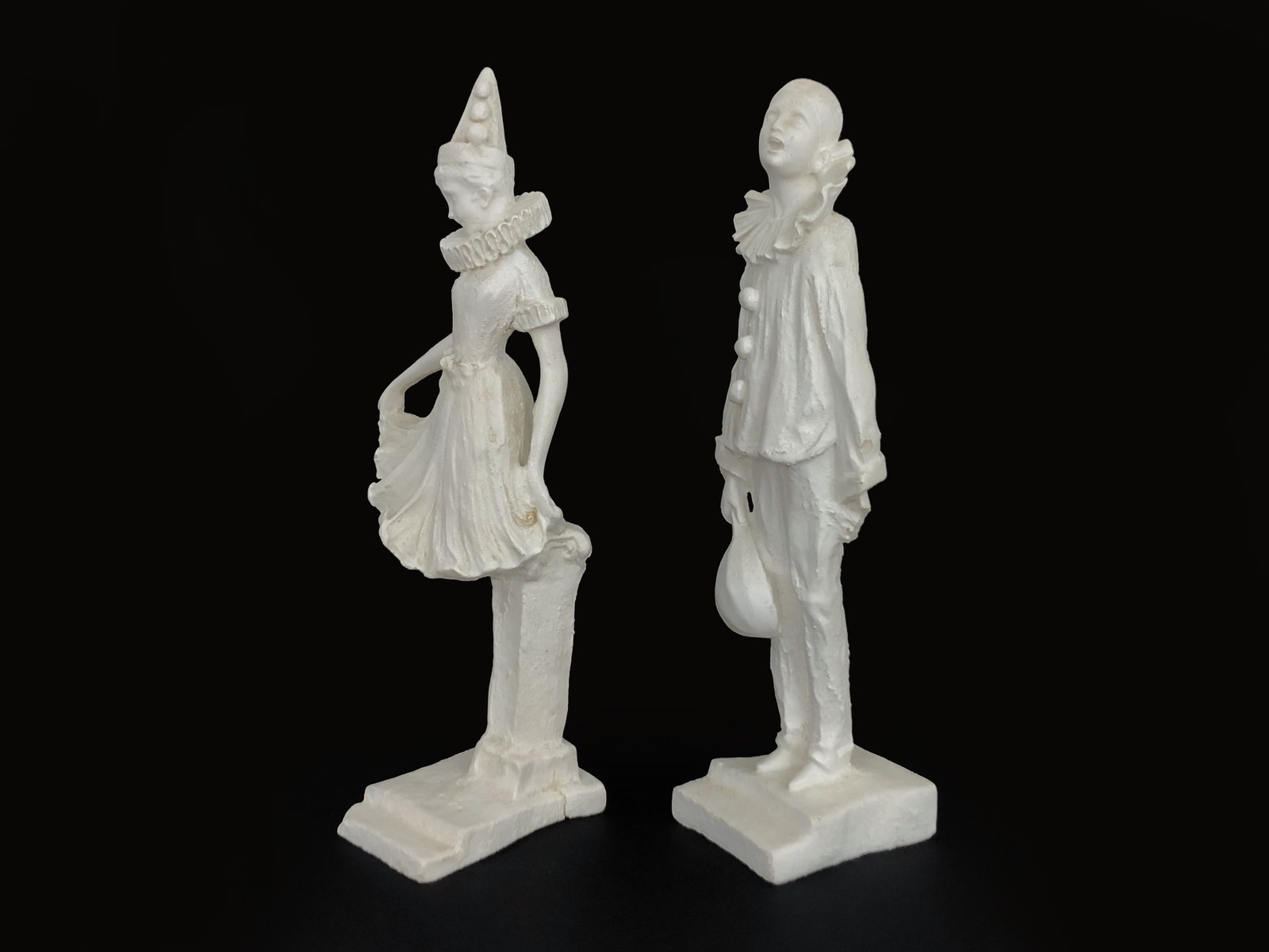 Art Deco Sculptures of Pierrot and Columbine in Salt Stone, 1960s for ...